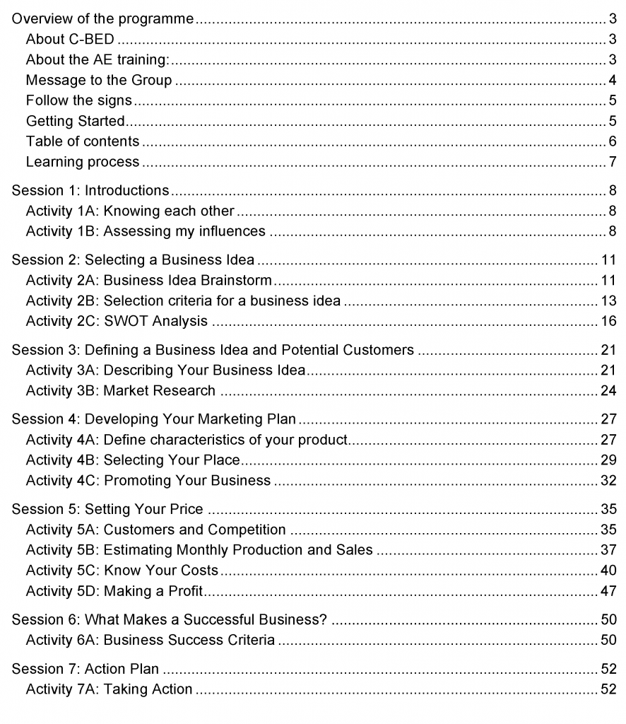 AE Overview Programme Table of Contents - US-ASEAN SME Academy